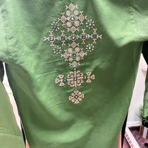 Tops | Ethic Cotton Karandy Embroidered Long Side Cut Kurta With Motif ...